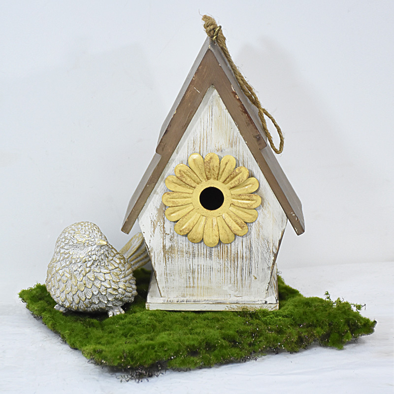 Shabby Chic Rustic White Mini Wooden Birdhouse Kits with Resin Flower ...